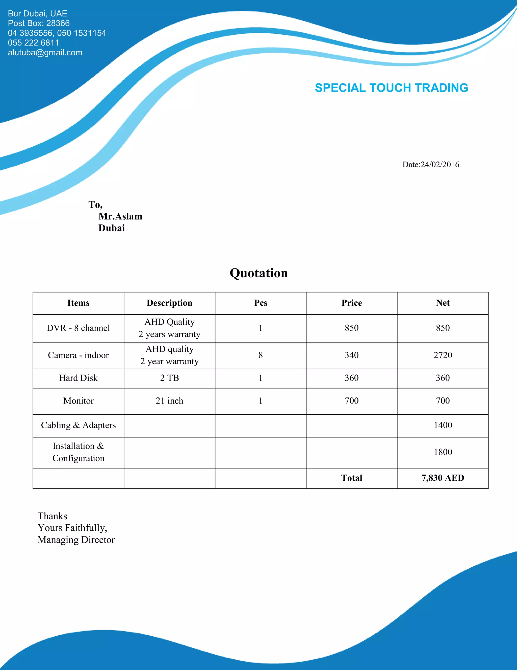 Quote_CCTV Installation_MrAslam | PDF