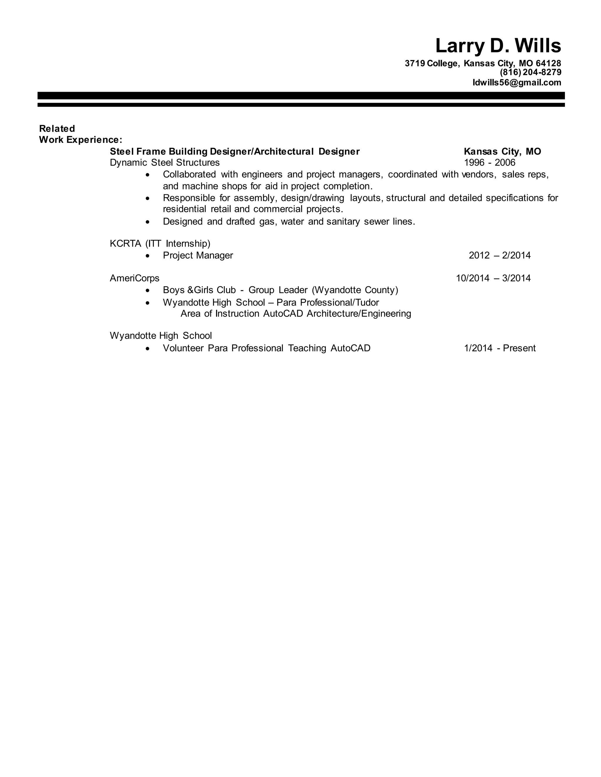 Larry D Wills Resume 2015 | DOCX