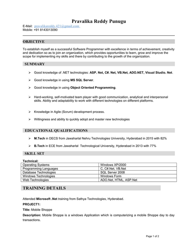 Pravalika Resume | PDF
