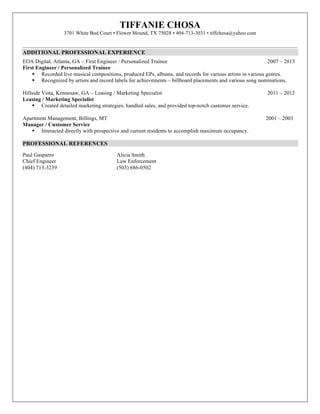 Tiffanie Chosa Resume | PDF