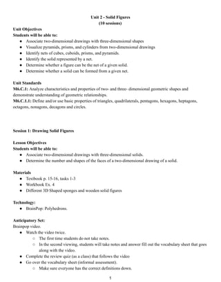 UNIT 2 - SOLID FIGURES (6th grade) | PDF