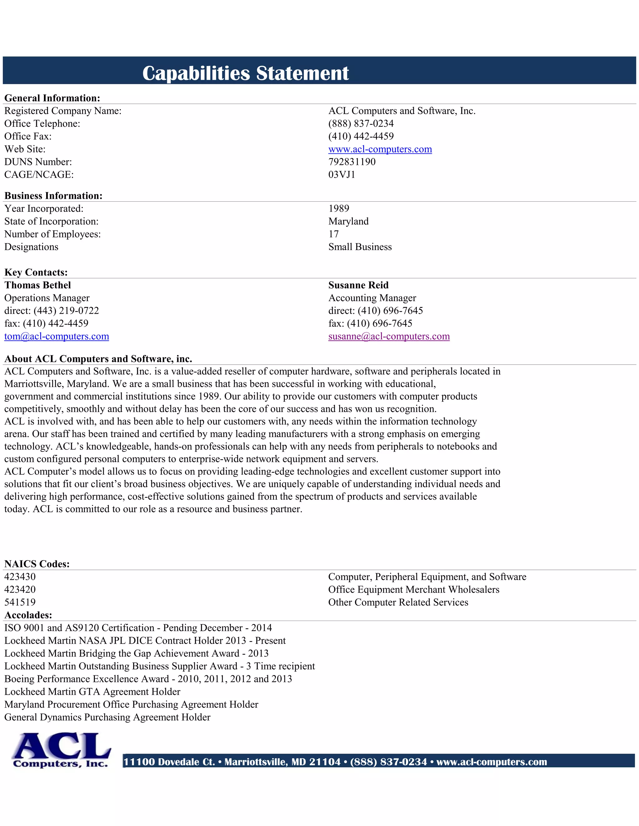 Capabilities Statement - 2014 Updated | PDF | IT and Internet Support ...