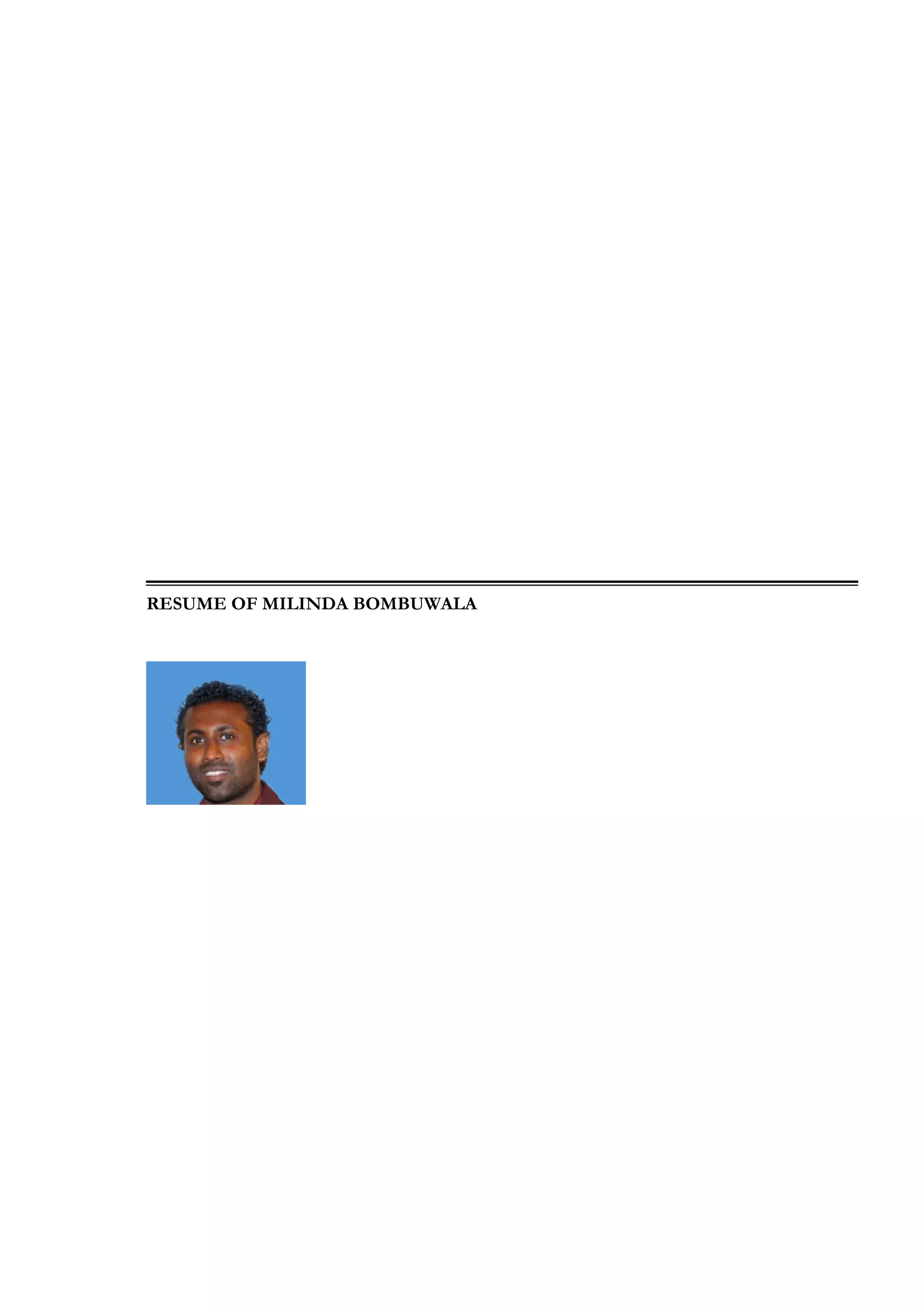 Resume of Milinda Bombuwala | PDF