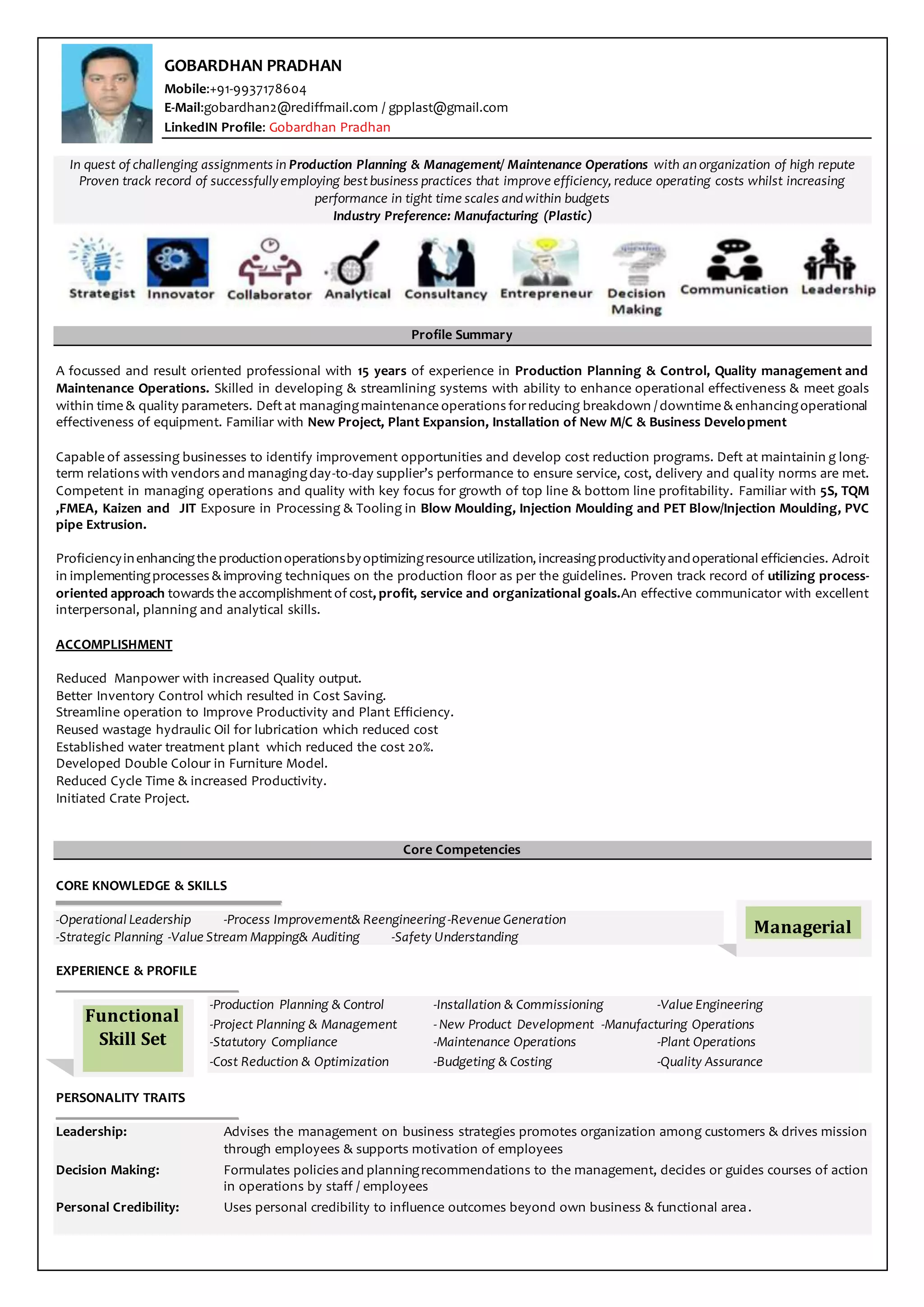 Resume | DOCX | Manufacturing Industry | Industries