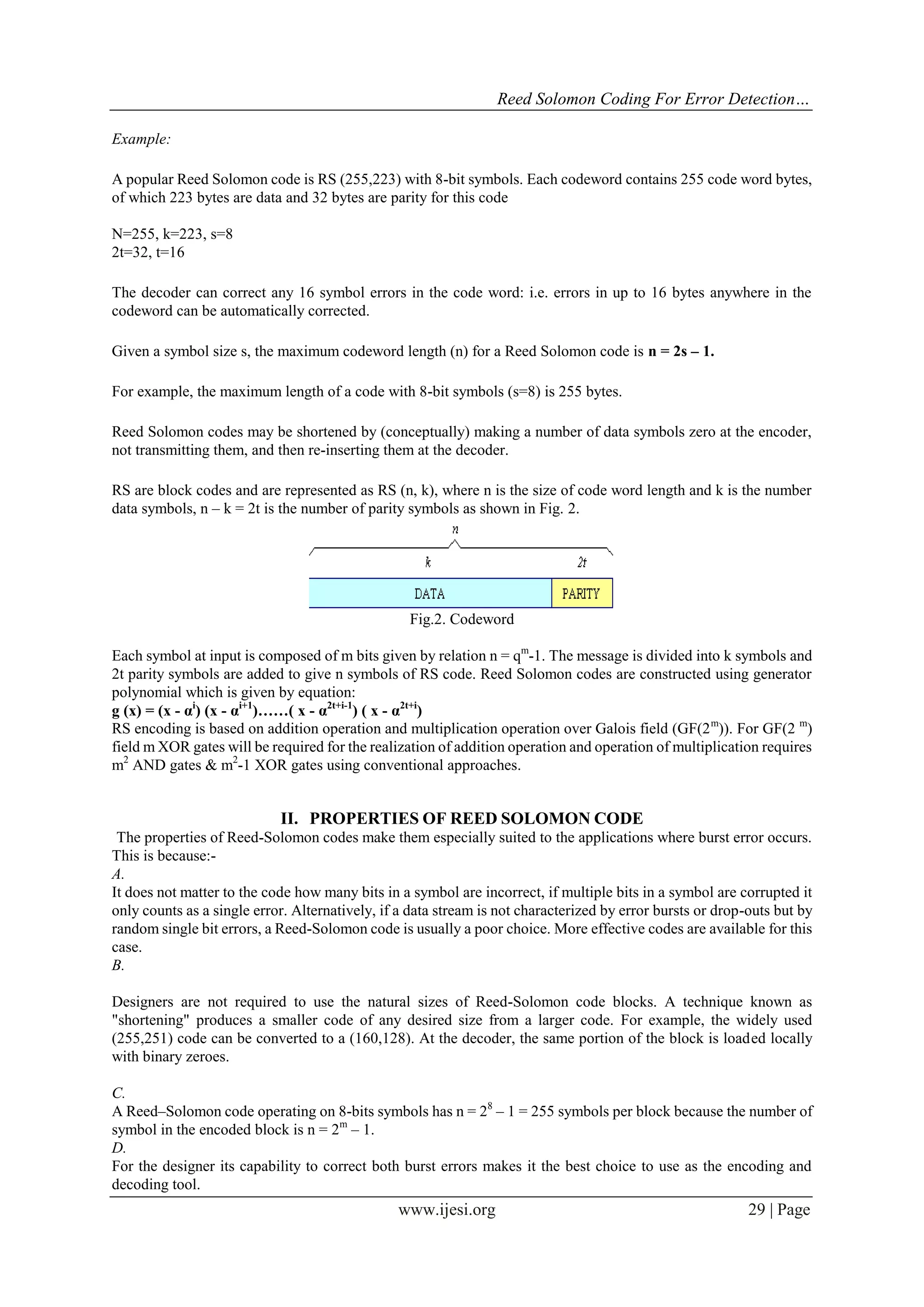 Reed Solomon Coding For Error Detection And Correction Pdf