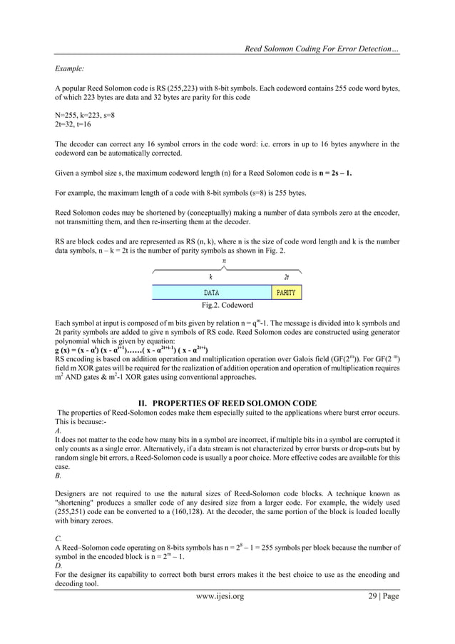 Reed Solomon Coding For Error Detection And Correction Pdf