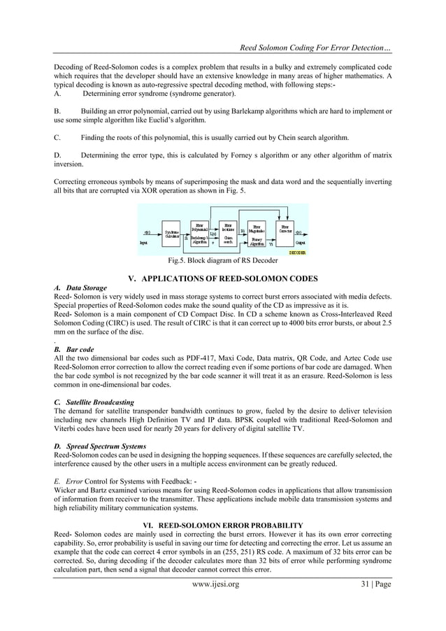 Reed Solomon Coding For Error Detection and Correction | PDF