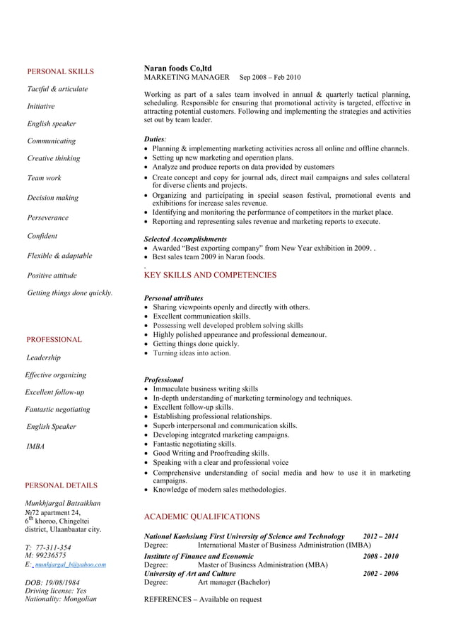 Final CV | PDF | Business Administration | Business