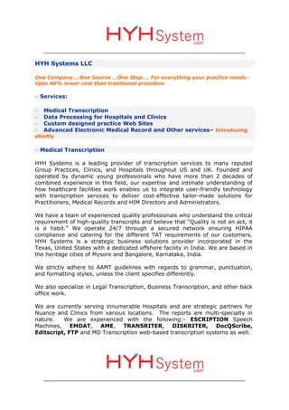 HYH SYSTEMS PROFILE | PDF