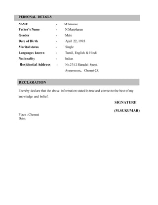 sukumar resume final | DOCX