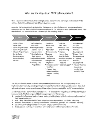 What are the steps in an ERP Implementation | PDF