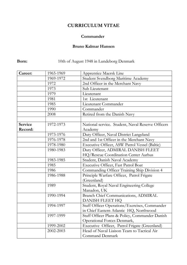 CV Bruno K Hansen | PDF