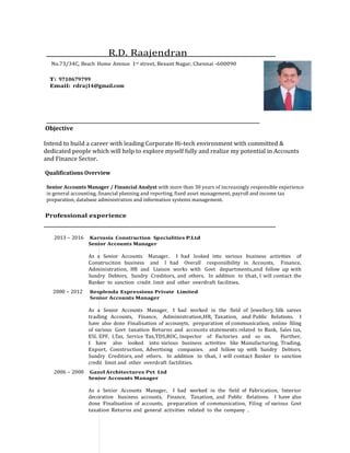 RDR CV Profile -New | PDF