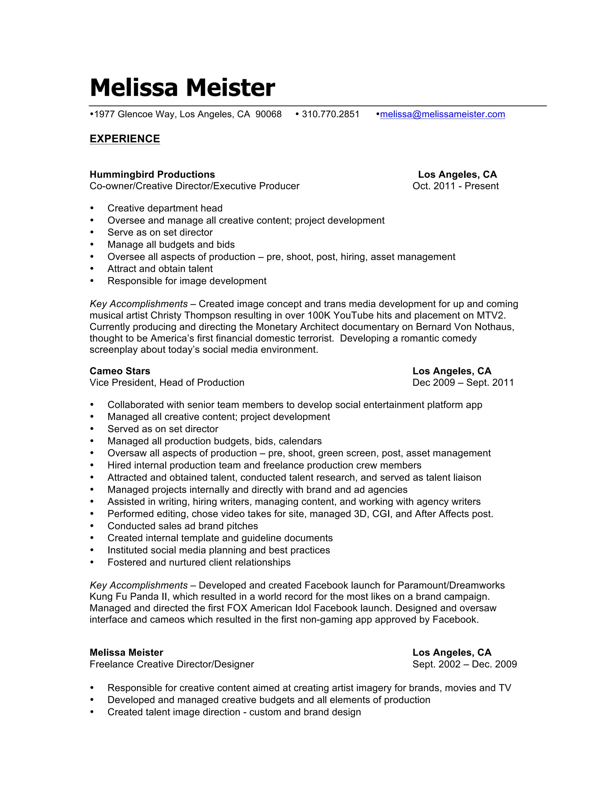 Melissa Meister current RESUME | PDF