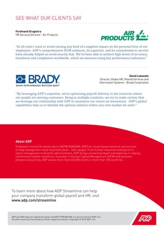 ADP Streamline Overview Brochure - New Jul 2015 | PDF | Human Resources ...