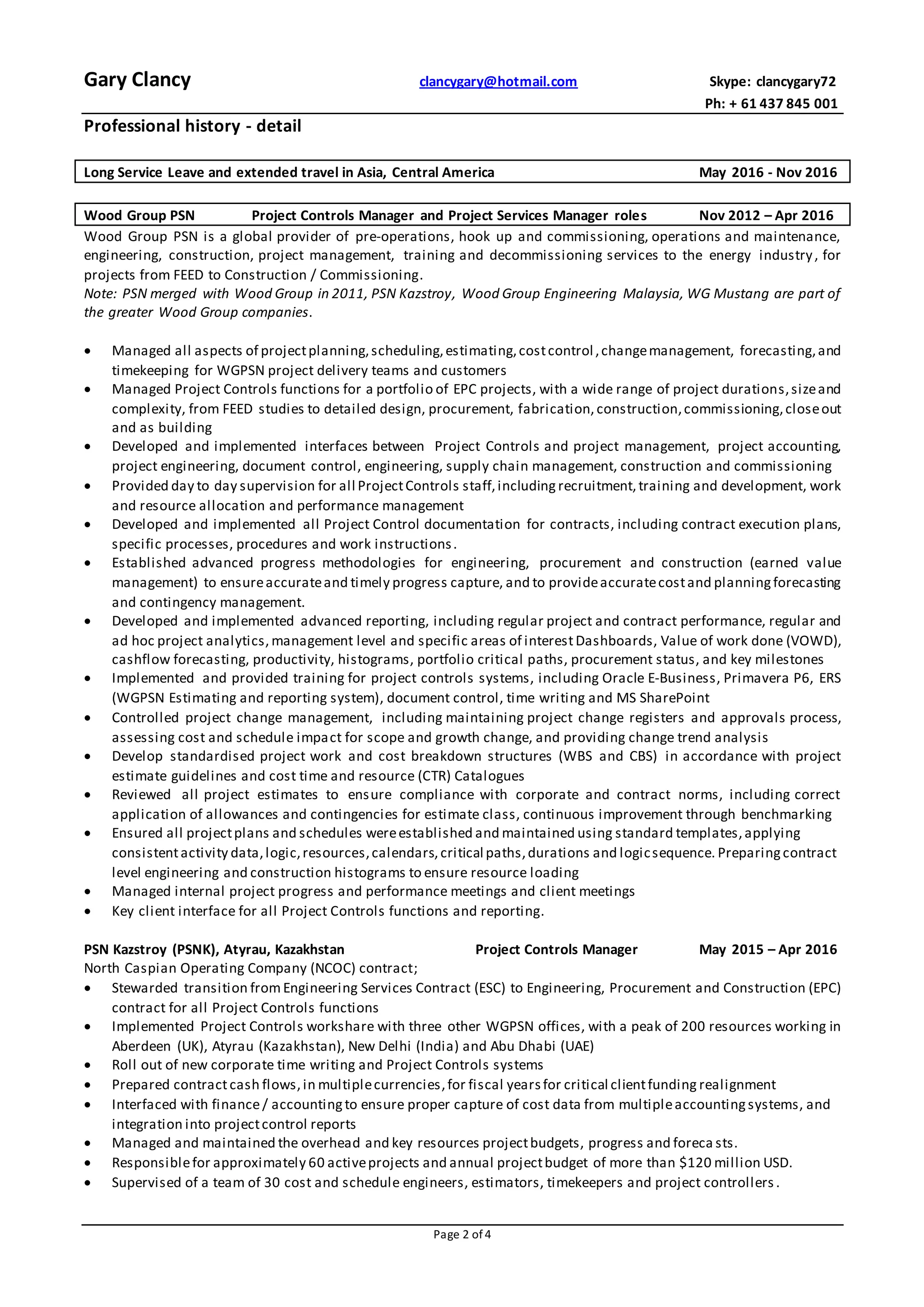 Gary Clancy CV - November 2016 | DOCX
