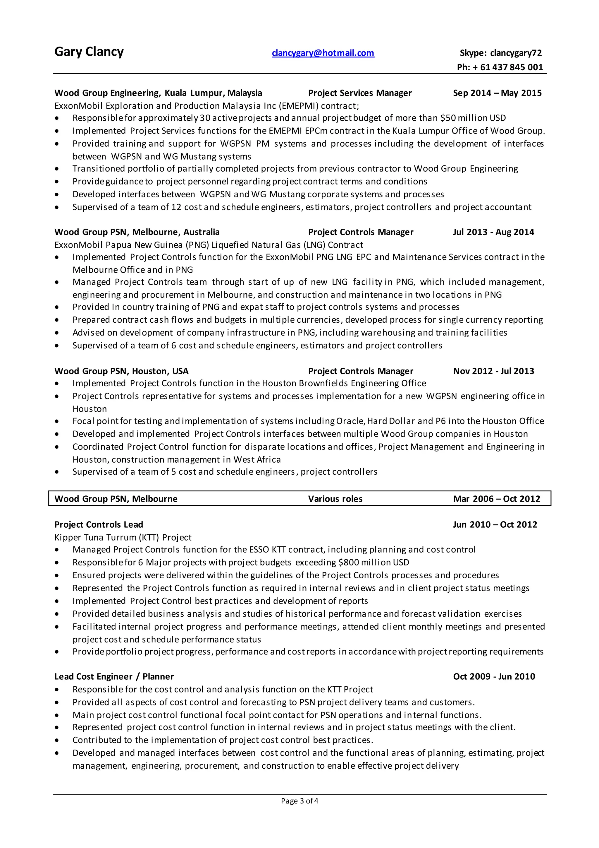 Gary Clancy CV - November 2016 | DOCX