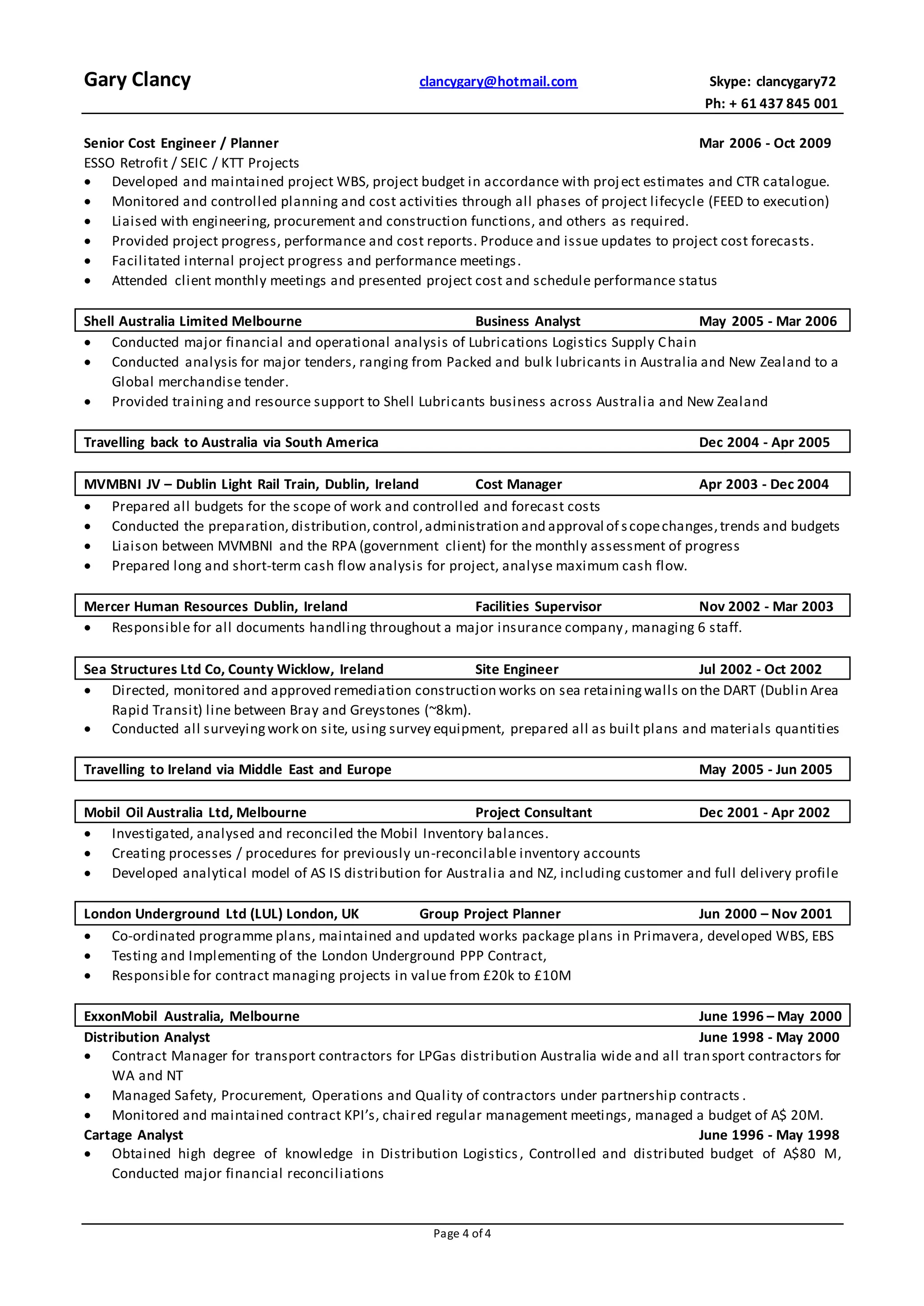 Gary Clancy CV - November 2016 | DOCX