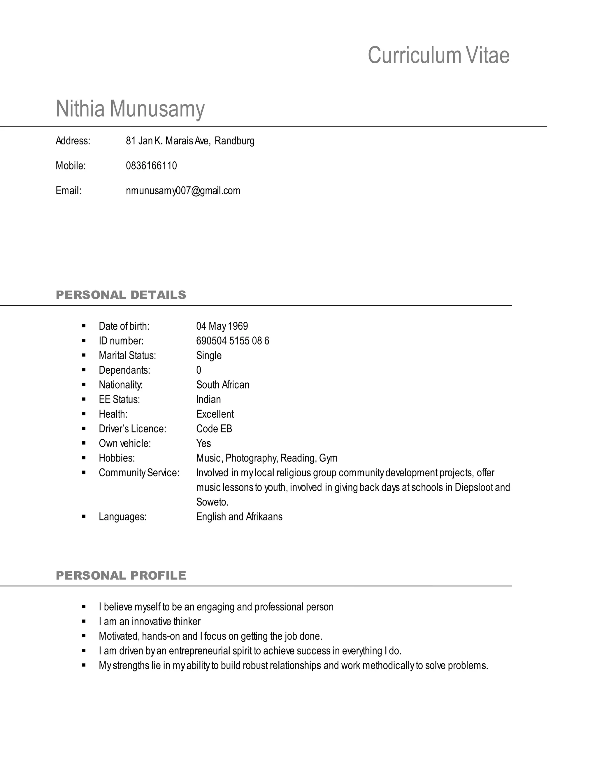 Nithia CV | PDF