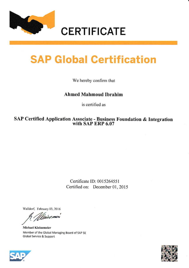 SAP global certificate 1 | PDF