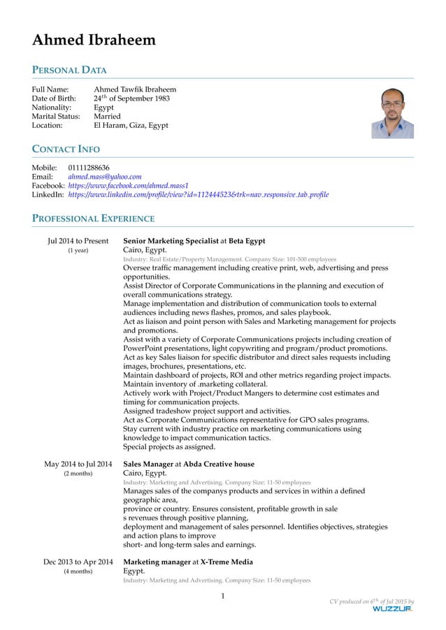 Ahmed Tawfik CV 2015 | PDF