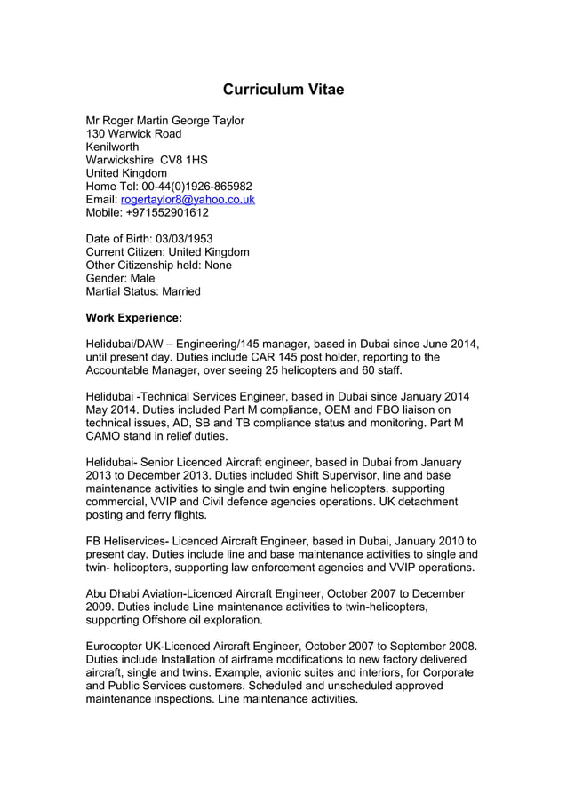 Roger CV Aug 2016 | PDF