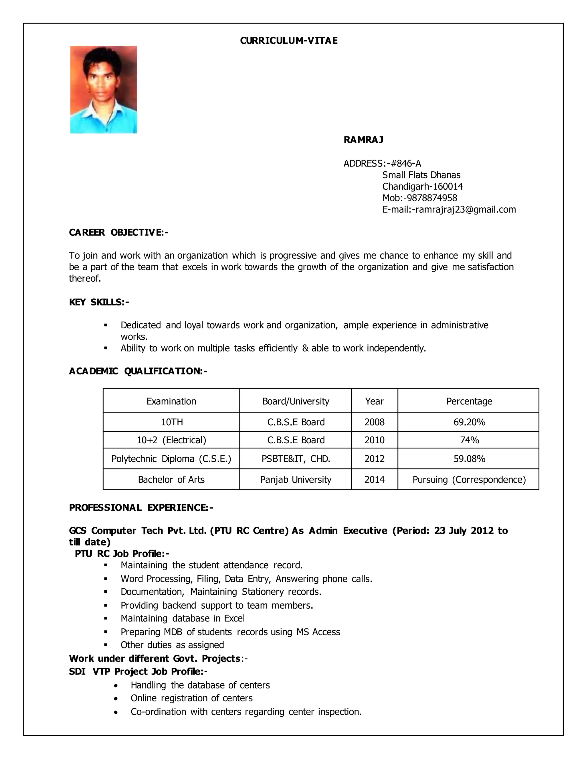 Ramraj-CV | DOCX | Resume Writing and Advice | Job Search