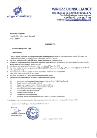 Surya Offer Letter | PDF