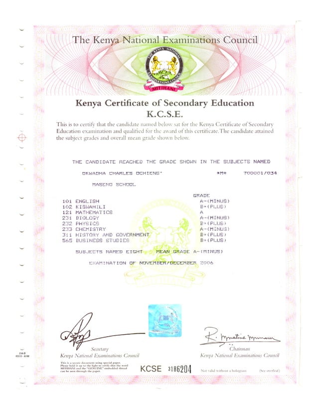 charles-kcse cert | PDF