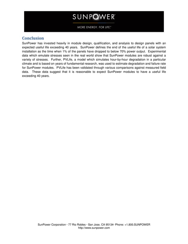 SunPower Module 40 Year Useful Life | PDF