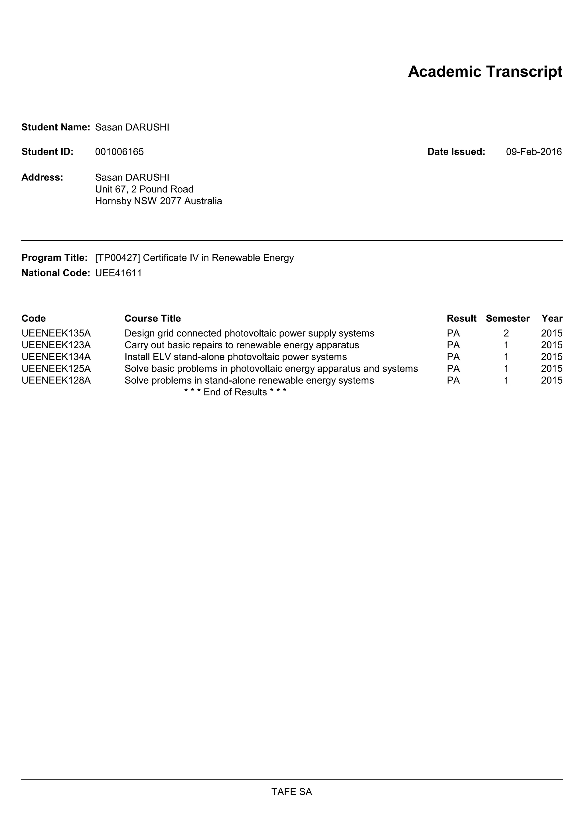 Academic Transcript (job 1731967) | PDF