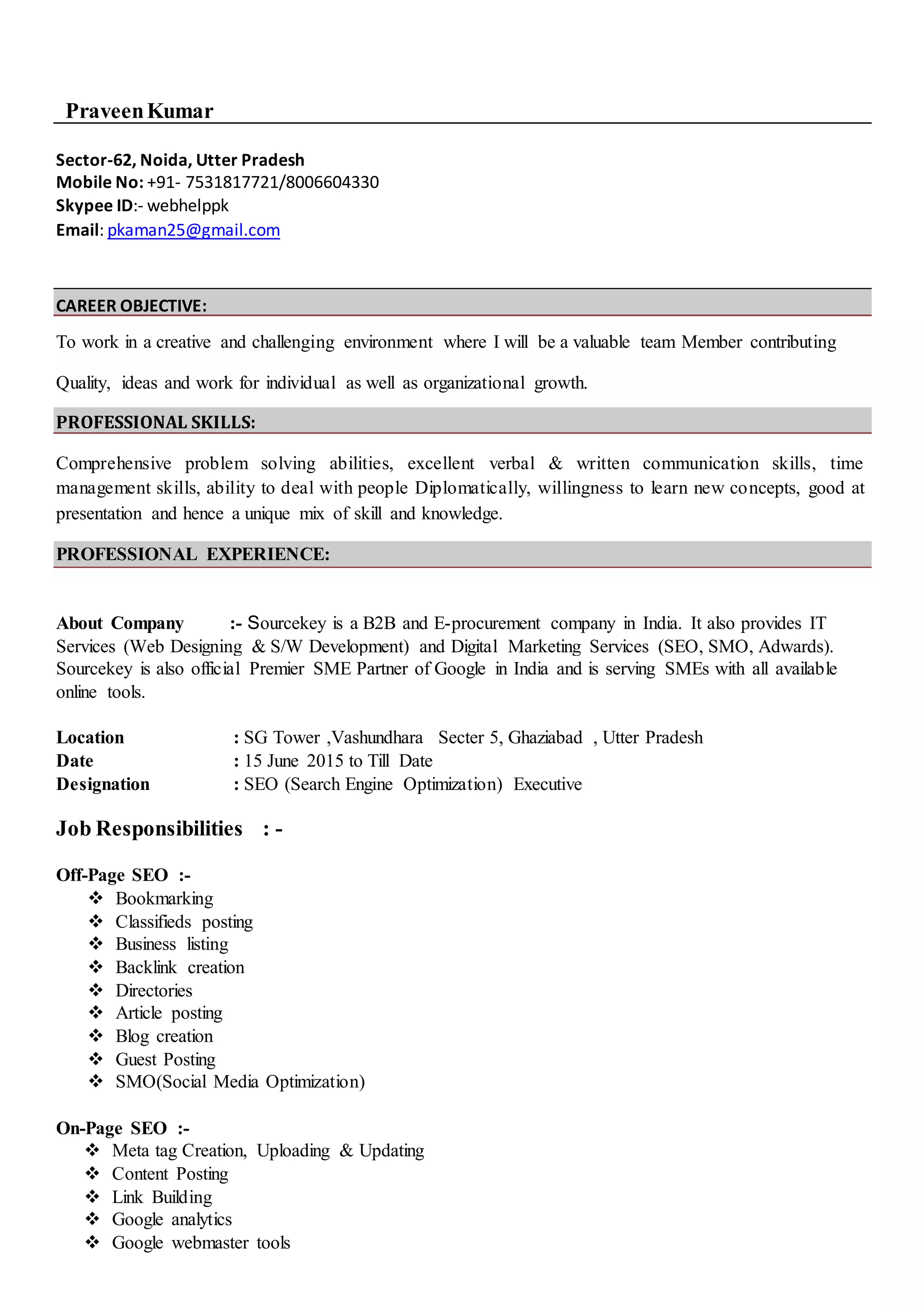 praveen CV | PDF