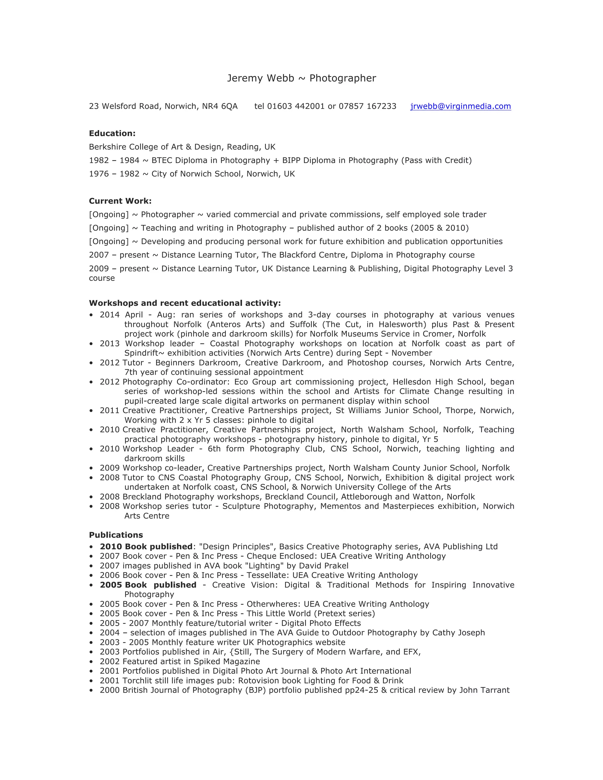 Jeremy Webb CV copy | PDF