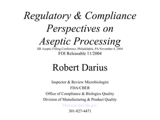 Aseptic Processing IIR 11-04 Darius | PPT