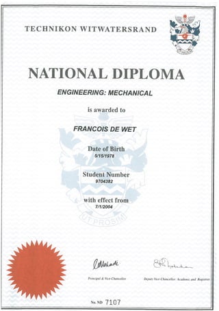 National Diploma Mechanical Engineering | PDF