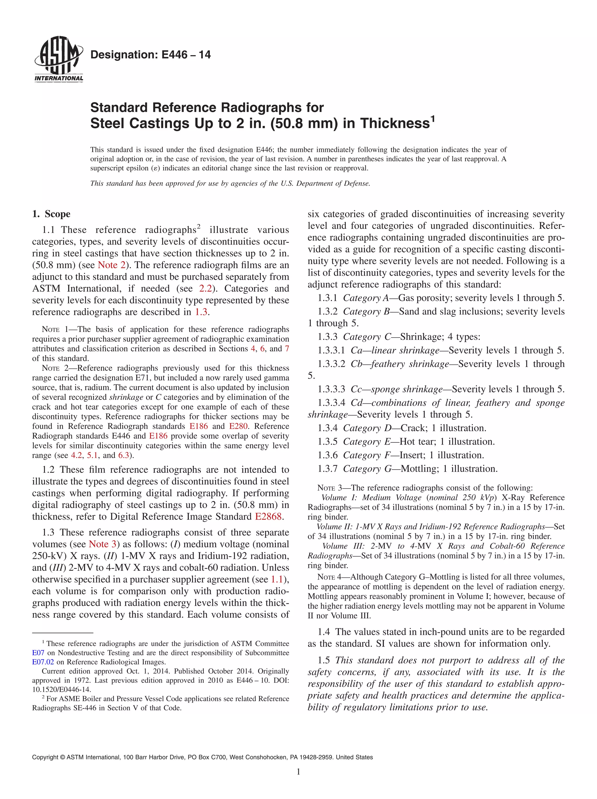 ASTM-E446-standard reference radiographs for steel castings up to 2 in ...