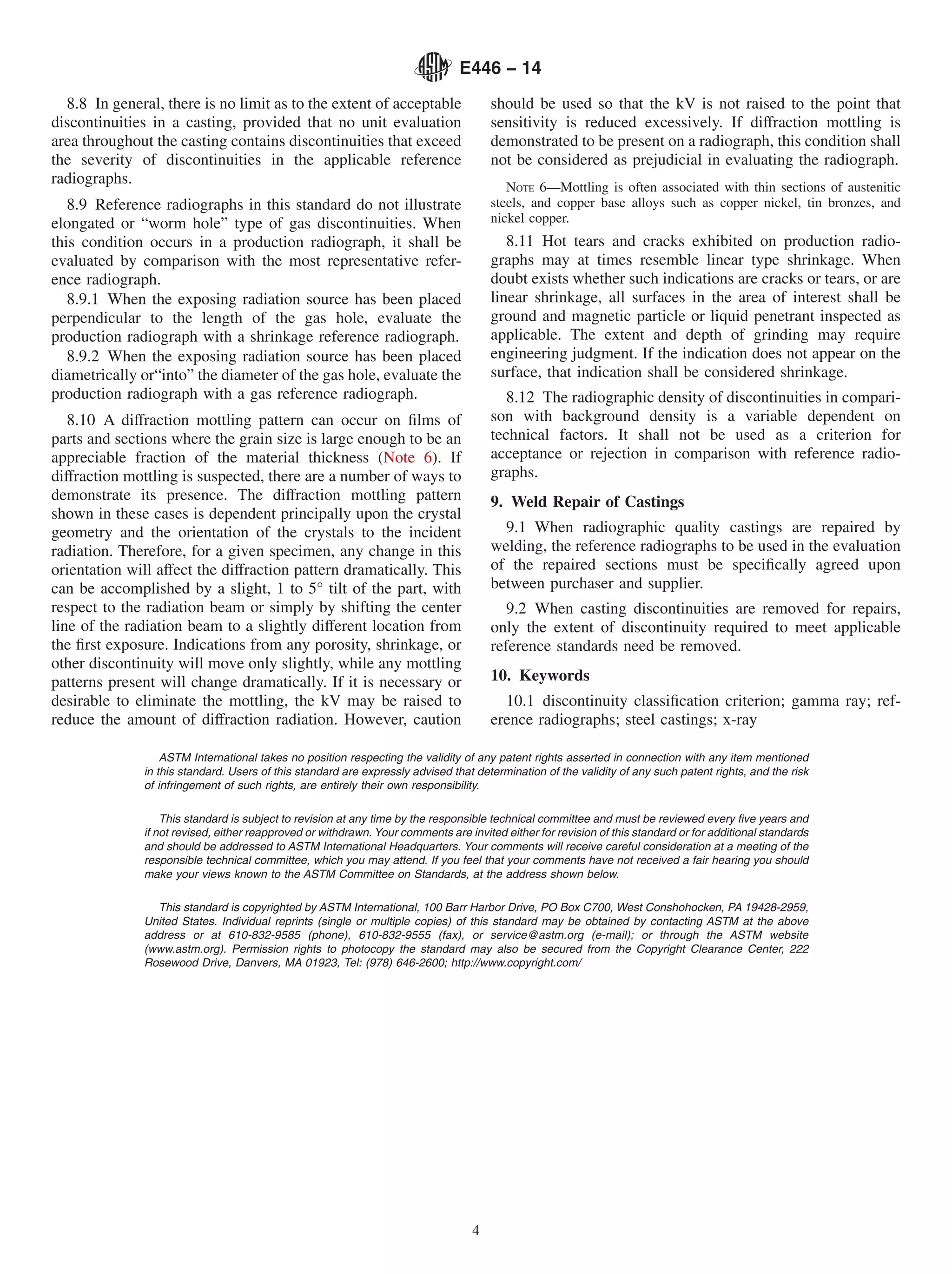 ASTM-E446-standard reference radiographs for steel castings up to 2 in. (50.8 mm) in thickness | PDF
