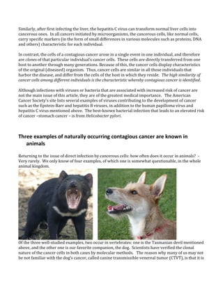 contagious cancer | DOC | Infectious Diseases | Diseases and Conditions