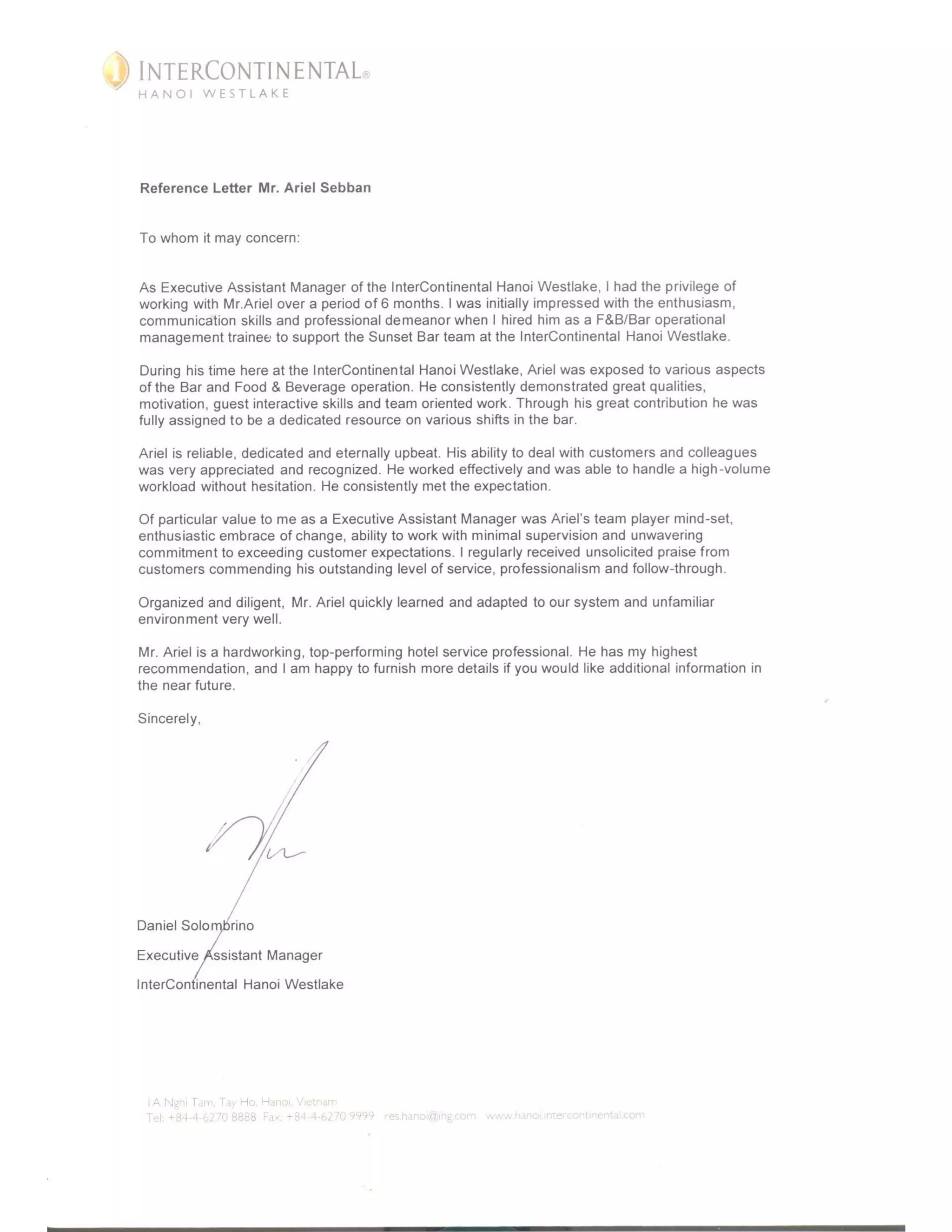 Reference letter - Ariel Sebban | PDF