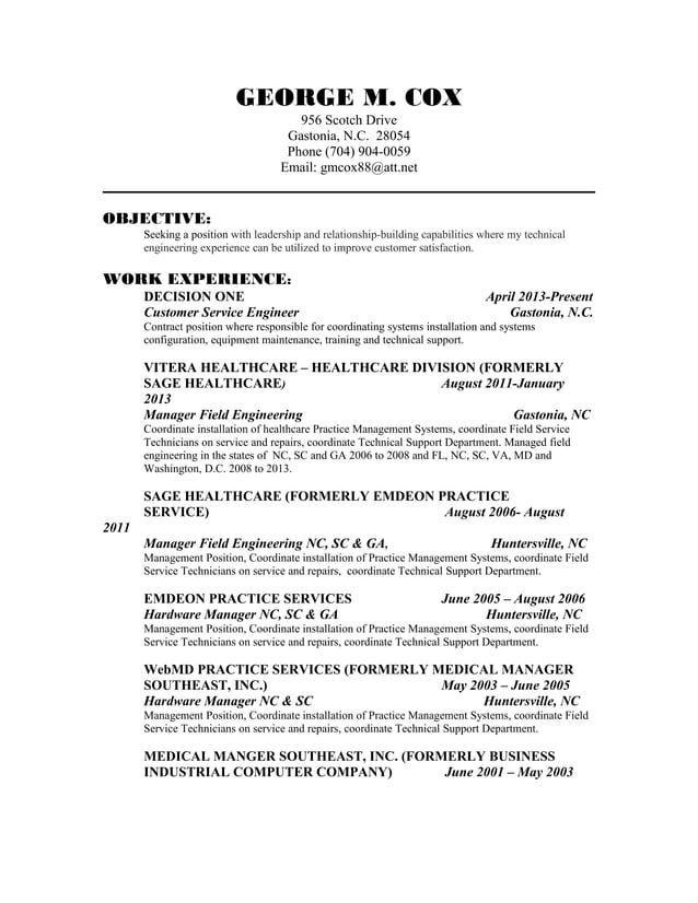 George M. Cox resume.08-28-15 | PDF
