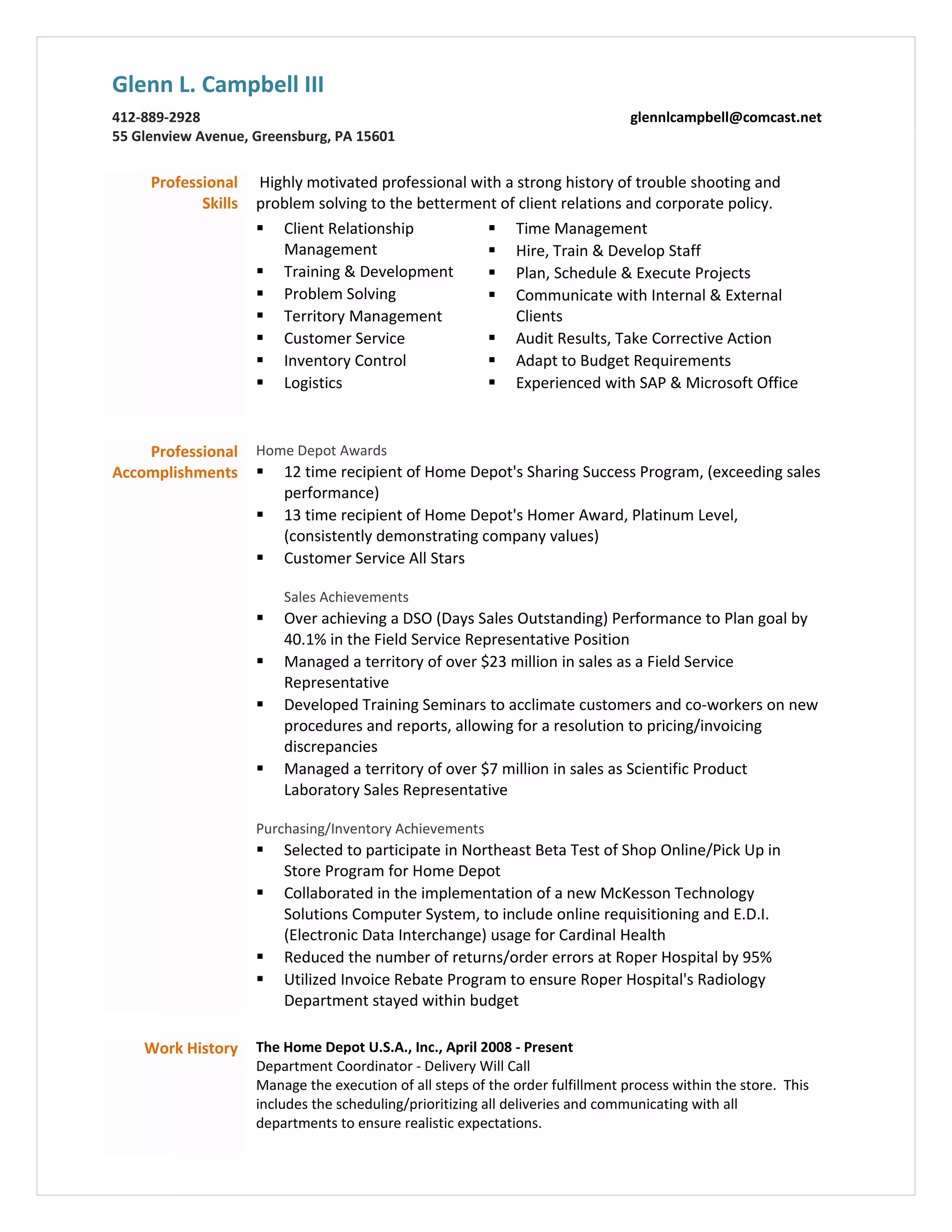Glenn Campbell 2015 Resume | PDF