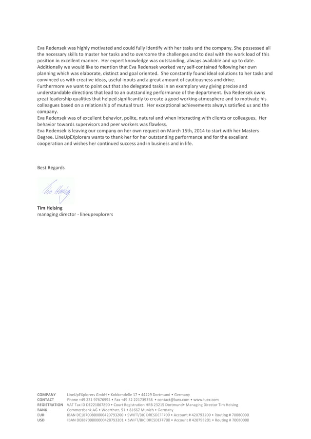 LUEX Recommendation Letter | PDF