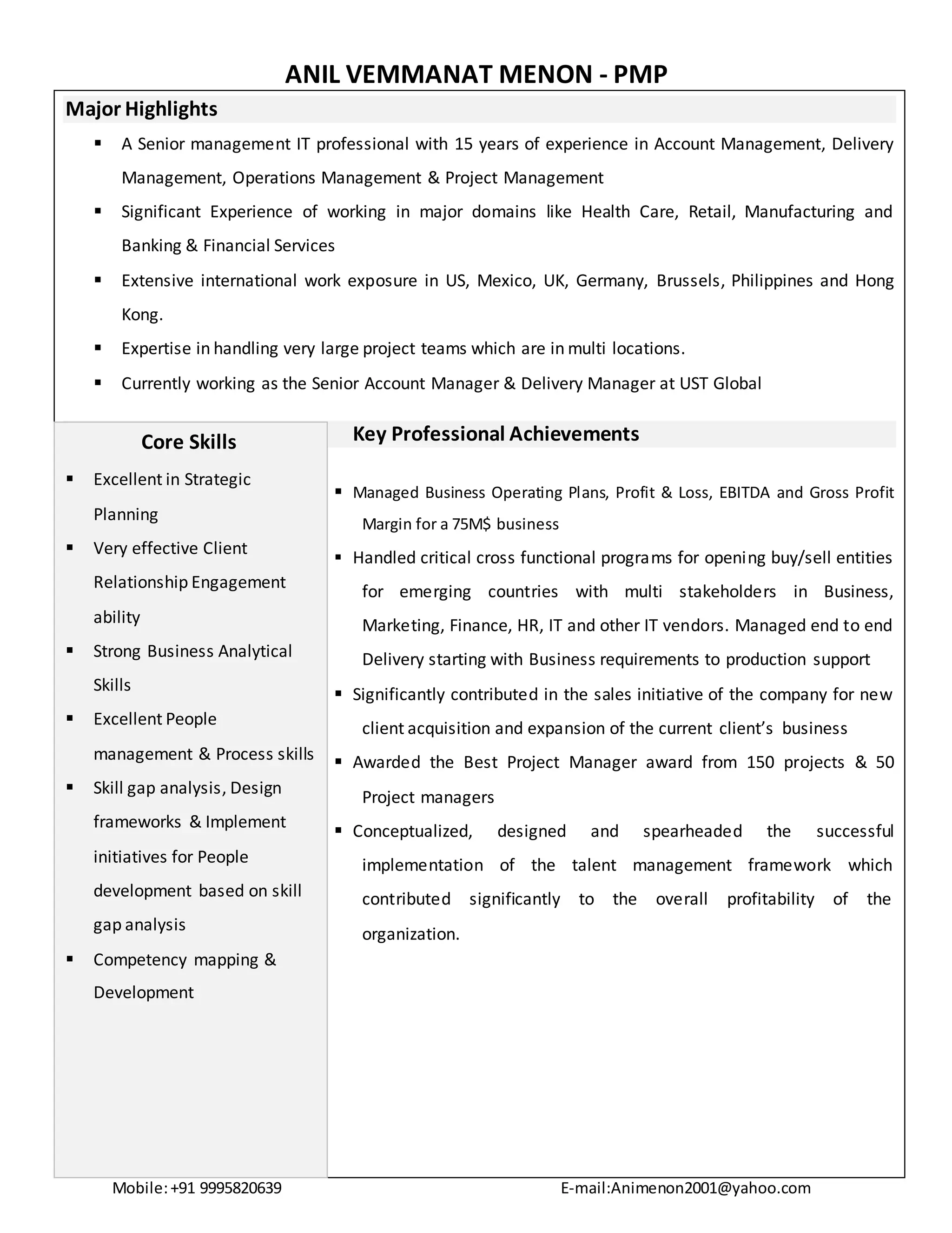 Anil Menon Profile | PDF