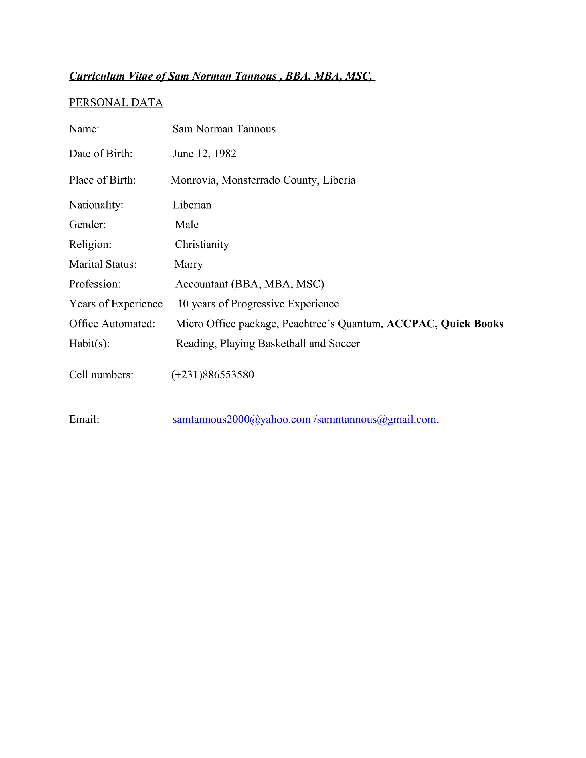 Sam Tannous Resume updated 2015 september | DOC