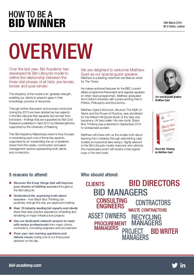 How to be a BID Winner Event 2016