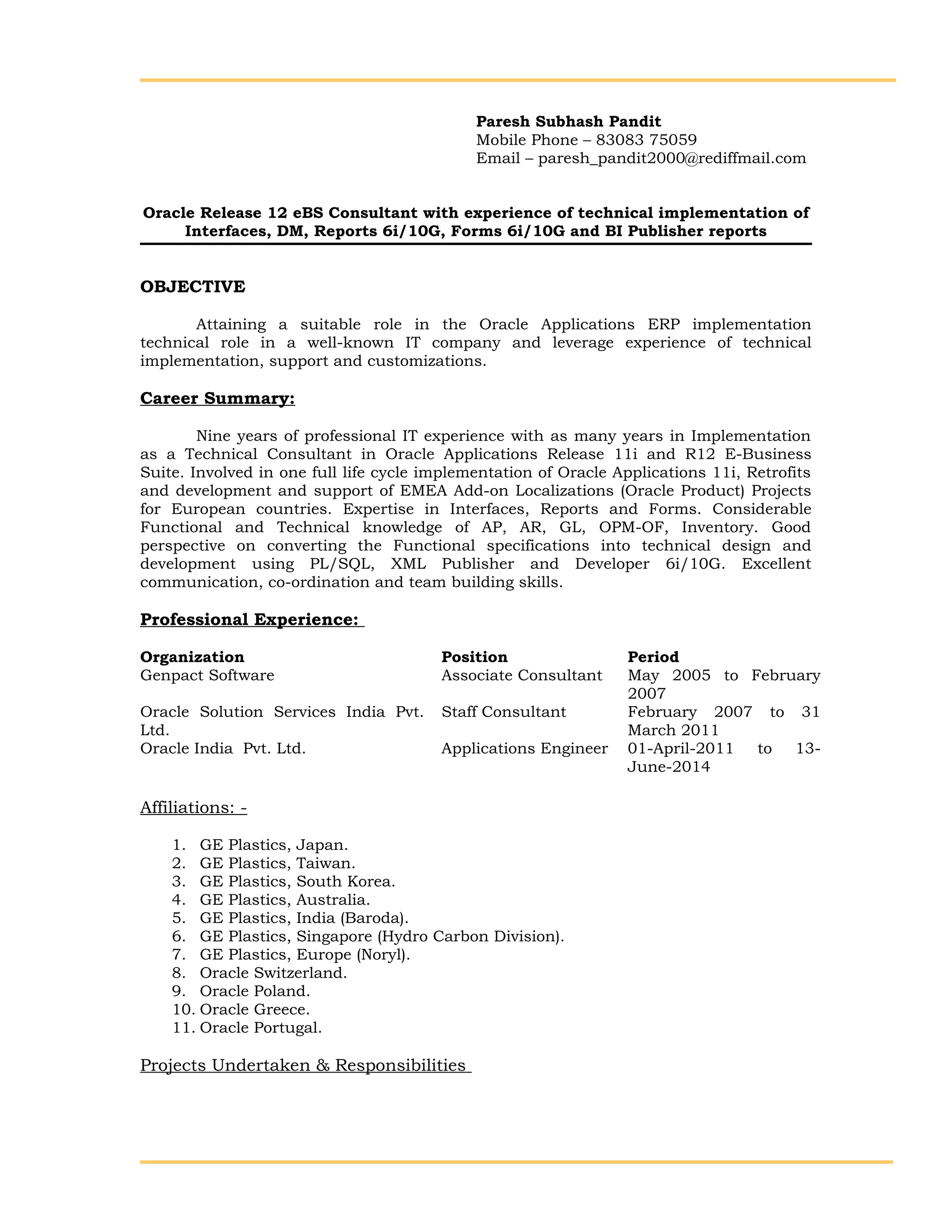 Paresh_Pandit_Resume | PDF