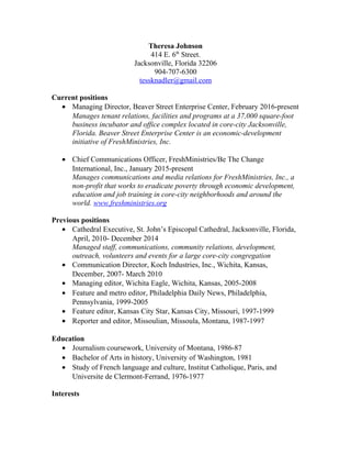 Theresa Johnson Resume 2016 | DOC