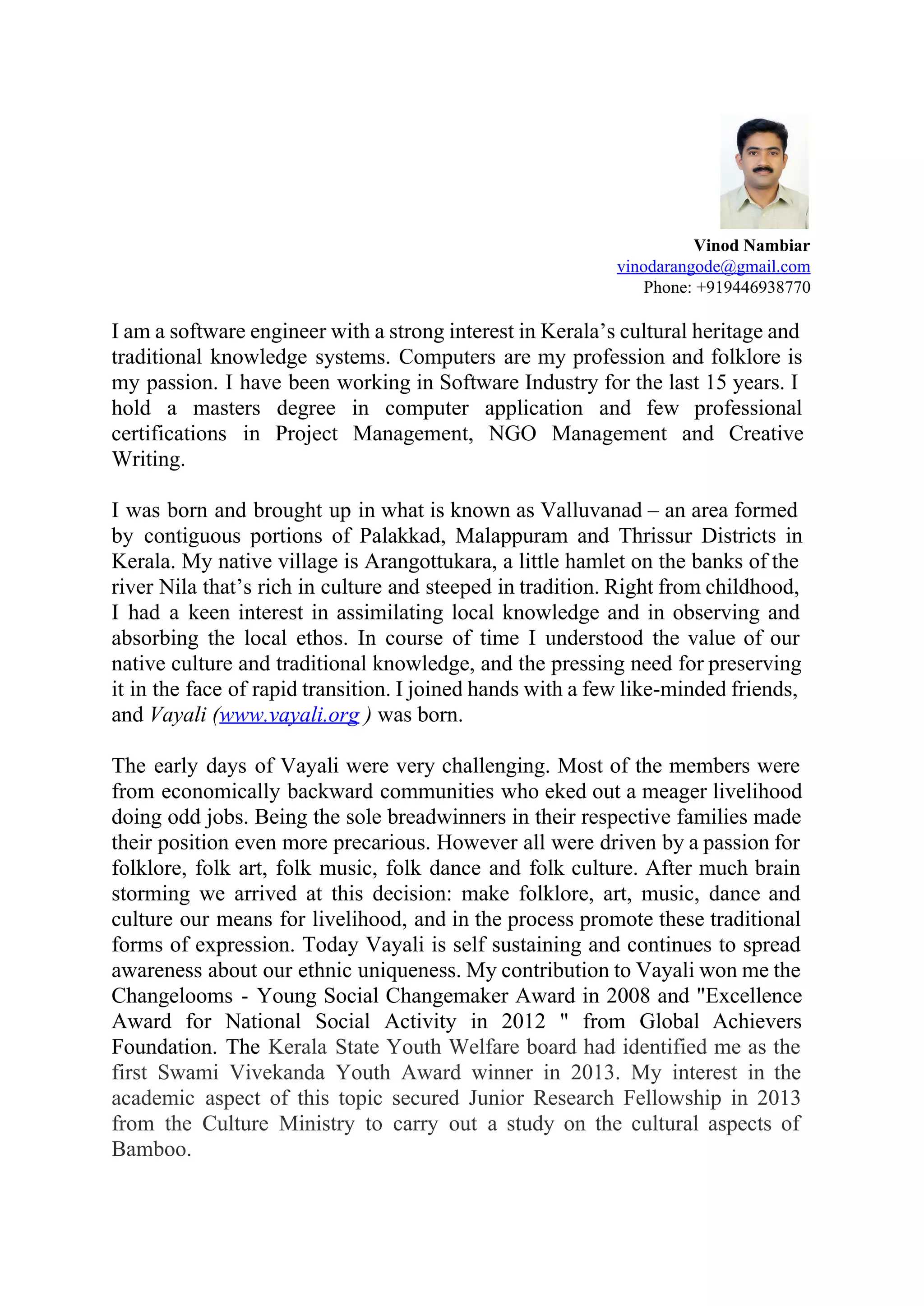 VinodNambiar-bio.docfeb2015 | PDF