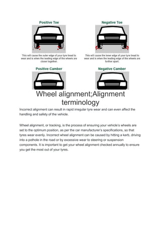 Wheel alignment;Alignment terminology | PDF