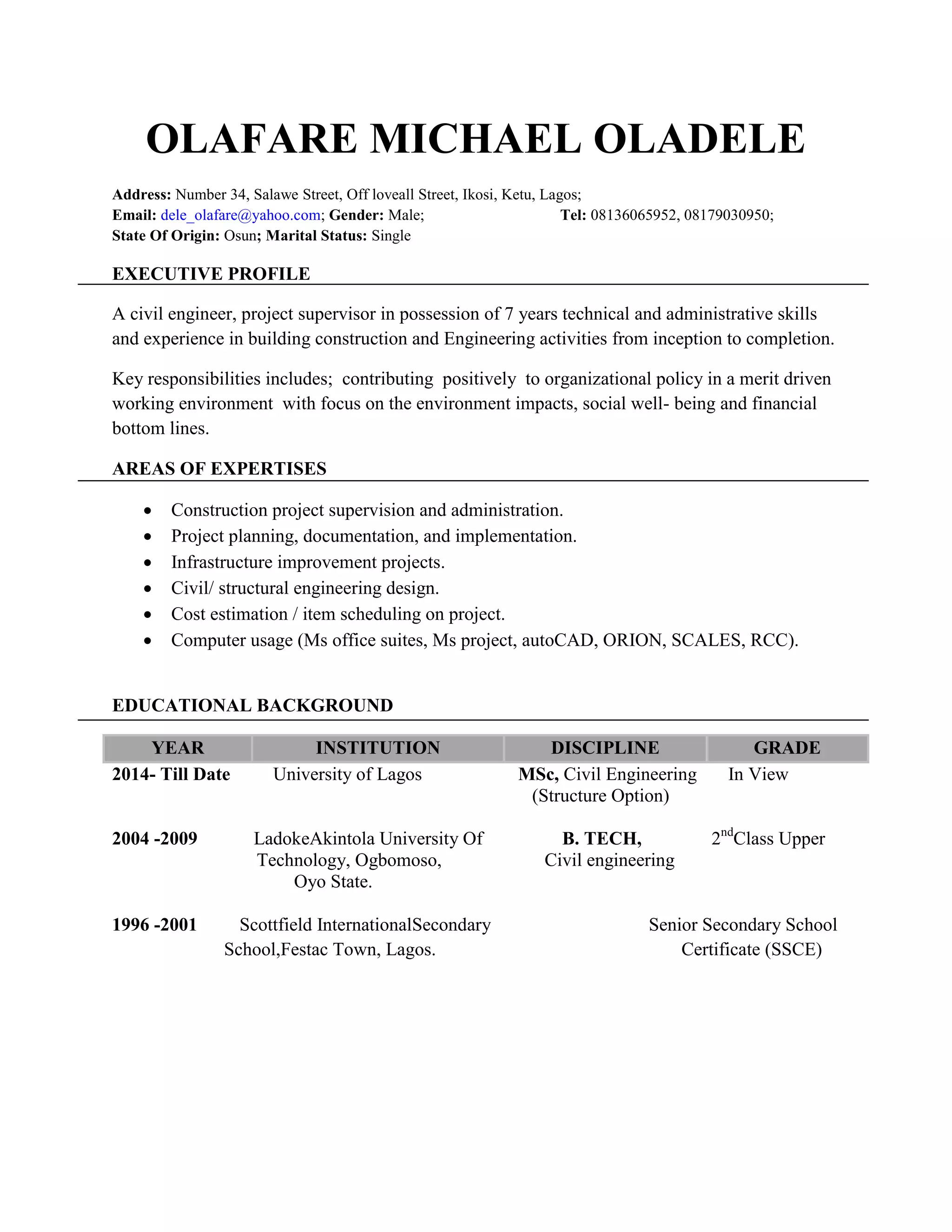 olafare michael CV2 | PDF